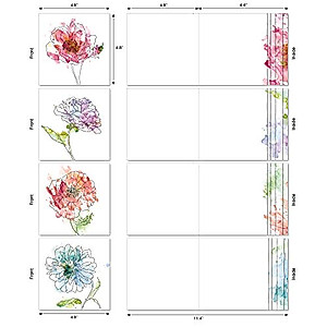 The Best Card Company - 12 Assorted Blank Note Cards (4 x 5.12 Inch) - Boxed All Occasion Notecards Bulk (4 Designs, 3 Each) - Basic Blooms MQ4627OCB-B3x4