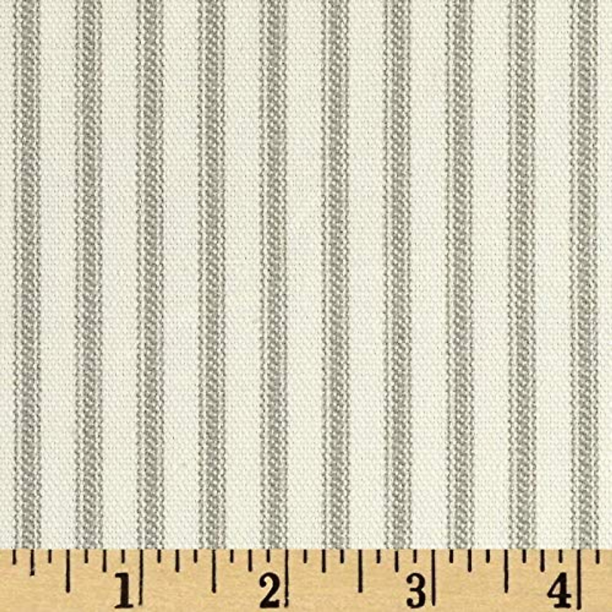 Vertical Ticking Stripe Cotton Duck Ivory/Tan, Fabric by the Yard