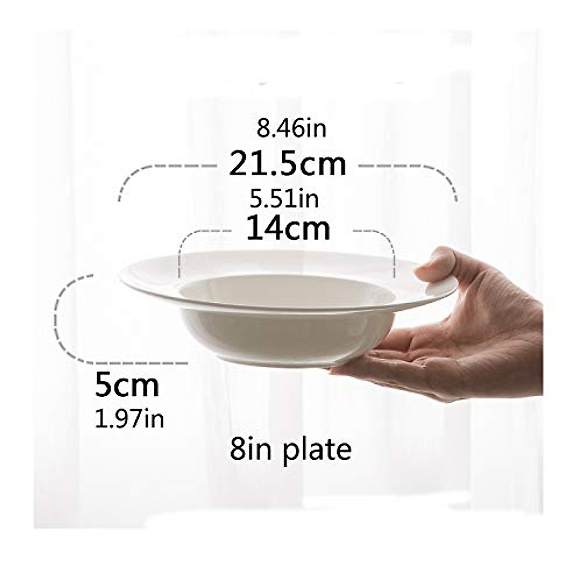 GRFIT Dishes Plates Durable White Porcelain Dinner Plates, Pasta, Salad, Soup Round Plate, Elegant Plate Suitable for Restaurant, Family, Party Use Home dining plate