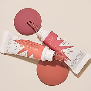 FLOWER Beauty Liquid Blush Makeup Bomb Color Drops -Silky Lightweight Formula + Gel Cream Blush for Cheeks - Radiant + Glossy Finish - Buildable + Lightweight Formula - Cruelty-Free + Vegan (Pinched)