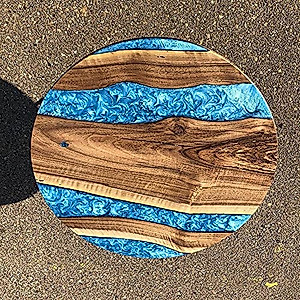 Epoxy Table, Live Edge Wooden Table, Epoxy Resin River Table, Natural Wood,Dining Table, Natural Epoxy Table, Resin Table 40" x 40" Inch