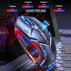 Smaige Gaming Mouse Wired,6 Buttons, 4 Adjustable DPI Up to 3200 DPI, 7 Circular & Breathing LED Light, Multifunction Wired Mouse Used for Games and Office (Black)