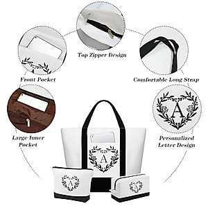 YOOLIFE Bridal Shower Gifts Bride To Be - Canvas Bag Tote Bag Make Up Bag Bridesmaid Proposal Wedding Day Bachelorette Party Maid Matron Of Honor Personalized Gift October Birthday Gifts Initial P