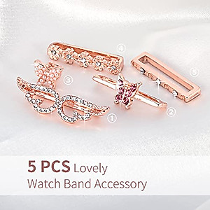 Shesyuki Watch Band Charms Set - Decorative Rings and Clasps with Shining Stones, Compatible with iWatch Series 1 to 8, Fits 38mm/40mm/41mm/42mm/44mm/45mm Models (No Watch Band)