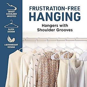Lifemaster Plastic Clothes Hanger Set - 30 Pieces Versatile, Lightweight, Space-Saving, Non-Slip, Slim Designed, Dry and Wet Clothes Hanger Set - White