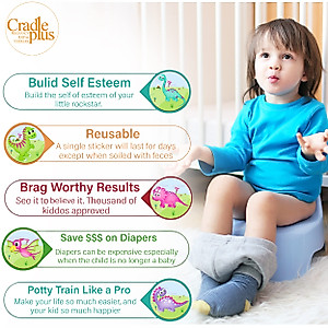 Magic Potty Training Stickers Pack - Potty Training Seat Magic Sticker | Girl Dinosaur Toddler Potty Training Toilet Sticker | 5Pack w/Potty Reward eBook | Use w/or W/Out Potty Chart or Watch