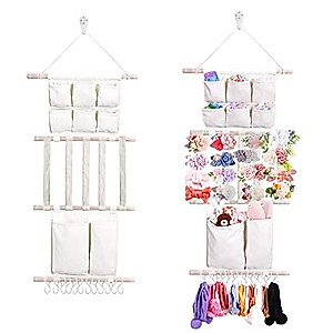 DELEBAO Headband Holder Hair Bows Organizer for Girls Bow Holder Hair Clips Hair Accessories Organizer Storage Hanging Hair Accessories Display Pocket Organizer for Holding Jewelries Wall Decor