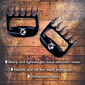GK’s Premium Combo Set: Super Sharp Solid Meat Shredder Claws Plus Silicone Basting Brush | 1 Pair Meat Claws and 1 Piece Basting Brush | (Black) 