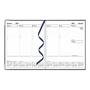 Letts of London Classic Weekly Planner, 12 Months, January to December, 2024, Appointments, Gold Corners, Quarto Size, 10.25" x 8.25", Blue (C32YBE-24)