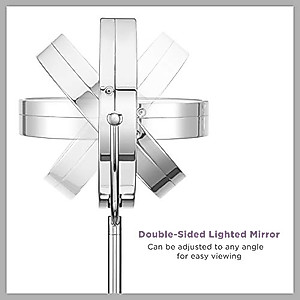 Conair Lighted Makeup Mirror with Magnification, LED Vanity Mirror, 1X/10X Magnifying Mirror, Double Sided Mirror, Battery Operated in Polished Chrome