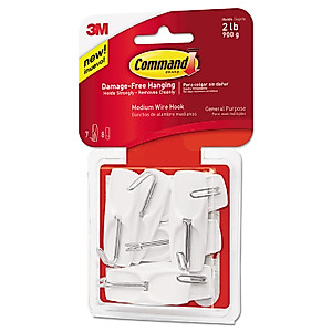 Command 17065VPES General Purpose Hooks Medium 2 lb Capacity White 7 Hooks & 8 Strips/Pack
