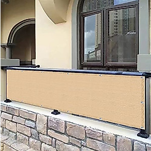 WUZMING Balcony Privacy Protective Screens, Outdoor Garden Fence Privacy Protection Weatherproof UV Protection, with Rope and Cable Ties (Color : Beige, Size : 60x420cm)