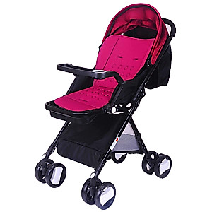 Stroller Cushion, Baby Stroller/Car Seat Liners Pad Cover Foam Cotton Cushion (Rose Red)