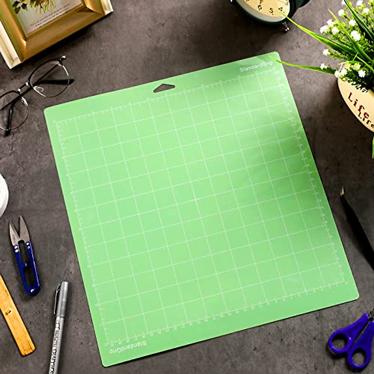 24 Pack Mat 12 x 12 Inch Adhesive Sticky Non Slip Standard Grip Mat Flexible Square Gridded Quilting Cut Mats Crafts Sewing Arts Replacement for Explore One/Air/Air 2/Maker Cut Mats (Green)