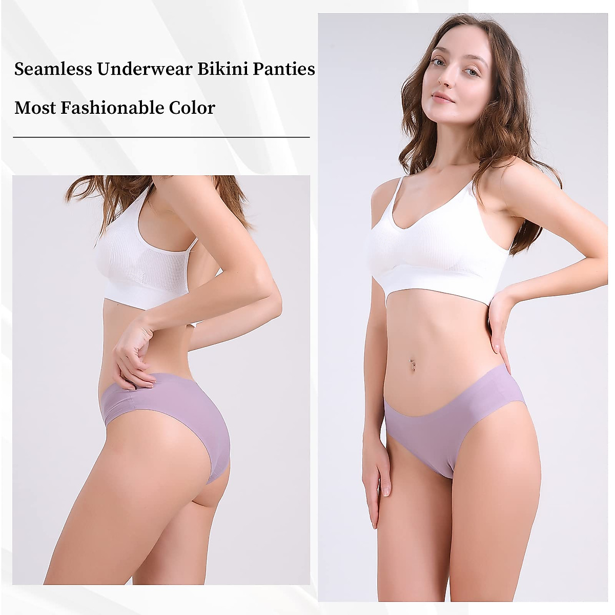 LEVAO 10 Pack Seamless Underwear for Women No Show Cheeky Bikini Panties Breathable Silk Touch Brief S-XL