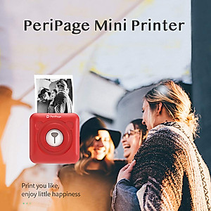 JEPOD A6 PeriPage Mini Portable Bluetooth Wireless Photo Printer Pocket Thermal Printer Mobile Printer Supports Android iOS (Red)
