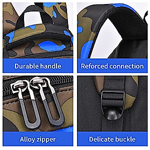 Yvechus Camo Backpack Set with Lunch Bag Lightweight Waterproof School Backpack Bookbag for Boys Girls (C-Style Camo Blue)