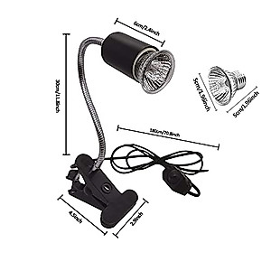 Fansisco Reptile Heat Lamp Turtle Lights with Clip, 3 UVA UVB Bulbs (50W) Aquarium Basking Lamp Adjustable Holder, Pet Heating Light Lamp for Reptile Snake Turtle Lizard
