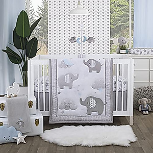 NoJo Elephant Stroll Gray & White Super Soft Changing Pad Cover, Grey, White