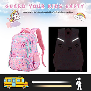 XLERHAZO School Backpack Lunch Bag Set Water Repellent Casual Daypack Lightweight Bookbags for Girls (Rainbow)