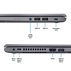 Asus VivoBook 15 , 15.6'' FHD NanoEdge Display, 11th Gen Intel Core i3-1115G4@3GHz, 8GB DDR4 RAM, 256GB PCIe SSD, USB-C, HDMI, Keypad, Webcam, SPS HDMI Cable, Win 11, Slate Grey, (F515E)