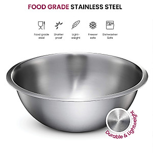 FineDine Stainless Steel Mixing Bowls (Set of 6) Stainless Steel Mixing Bowl Set - Easy To Clean, Nesting Bowls for Space Saving Storage, Great for Cooking, Baking, Prepping