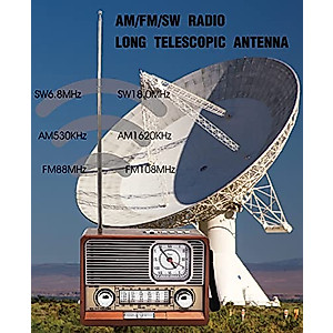 Videyas Portable Shortwave Retro Radio, AM FM Retro Radio, with Bluetooth Speaker, Best Reception, Rechargeable Battery, Torch, AUX TF USB Stick, Great for Outdoor Kitchen Gifts