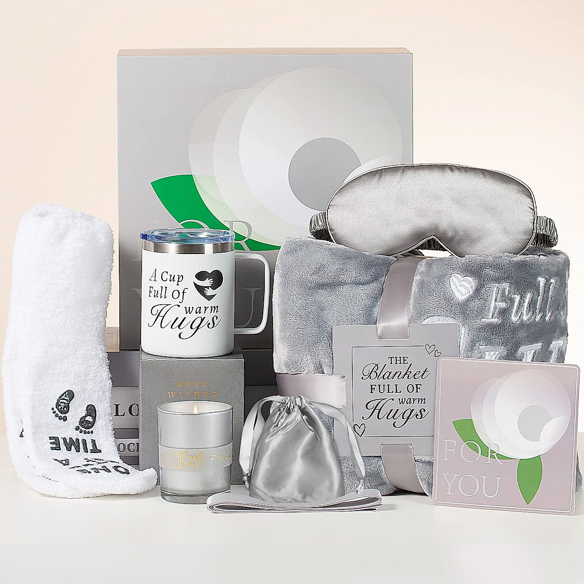 Get Well Soon Gifts for Women, Care Package Self Care Gifts Basket for Sick Friends, Sending Hugs Gifts for After Surgery, Thinking of You Gifts with Sympathy Blanket, Candle, Coffee Mug