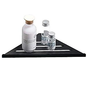 YISMAN Lavatory Bathroom Corner 304 Stainless Steel Shelf Wall Mount Triangular Shower Corner Shelf,Black