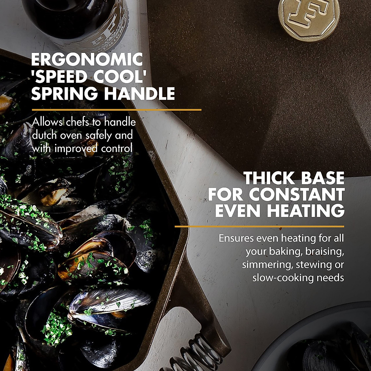 FINEX 5-Quart Cast Iron Dutch Oven, Modern Heirloom, Handcrafted in the USA, Pre-seasoned with Organic Flaxseed Oil