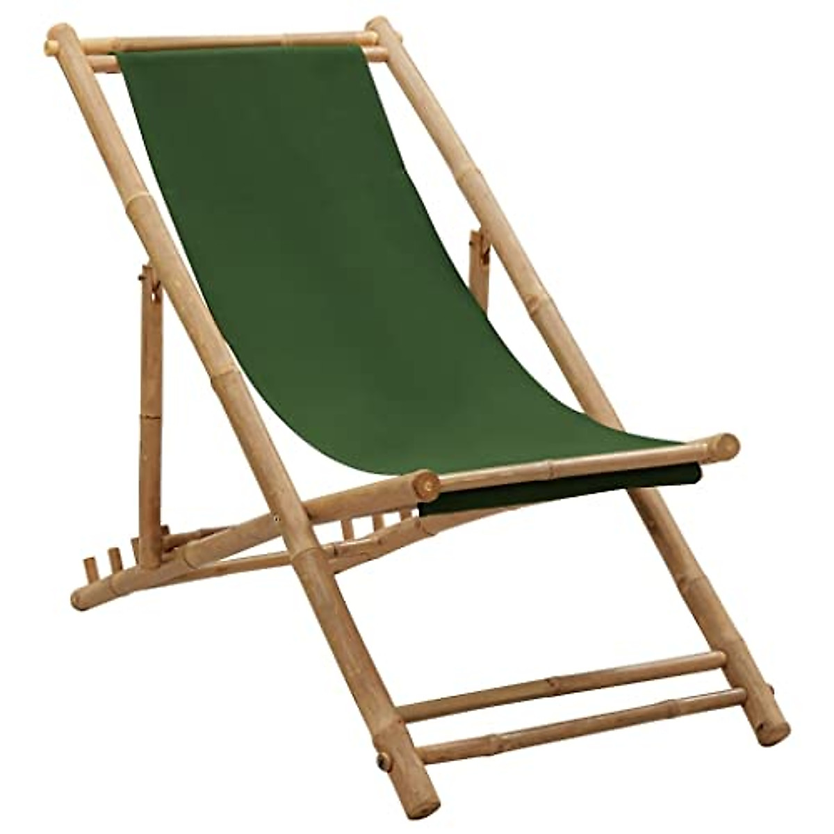WEMYUFURN Deck Chair Bamboo and Canvas Green, Patio Dining Chairs, Bar Stools, Outdoor Seating for Outdoor Relaxation and Entertaining in Your Backyard or Poolside