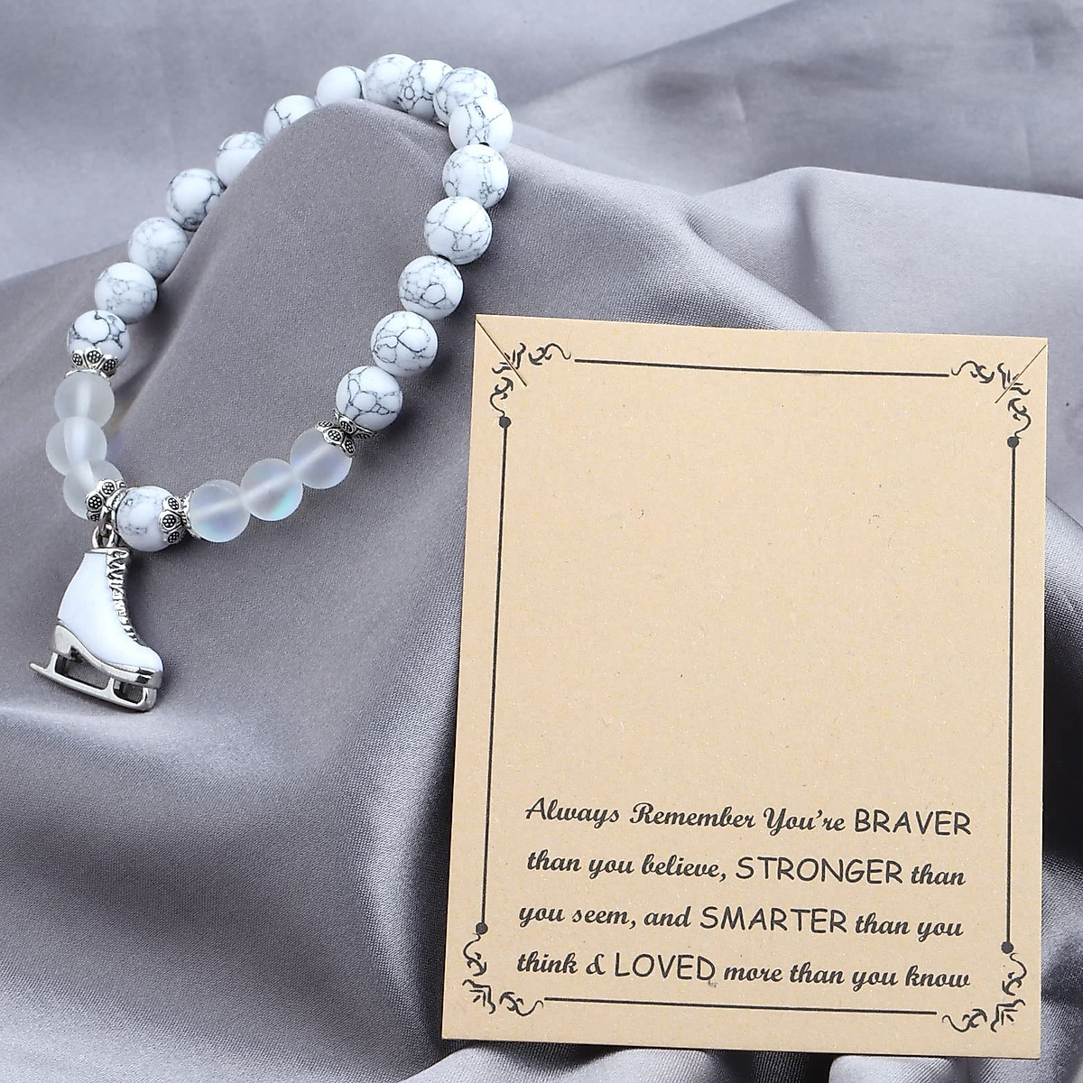 Skater Bracelet Ice Skate Bracelet White Enameled Figure Skating Pendant Team Sport Skater Jewelry Skate Lover Gift (Bracelet)