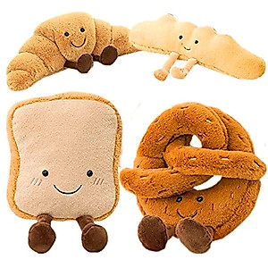 Croissant Plush Bread Pillow Toy, Food Plush Pillow Cute Plush Stuffed Animals Toy Funny Soft Food Plushies Toy for Gifts for Kids Birthday