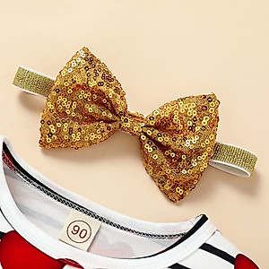 Baby Girls Valentine's Day Outfits Long Sleeve Stripe Heart Print Tutu Skirts Ruffle Dress Toddler Girl Clothes(Red,5-6T)