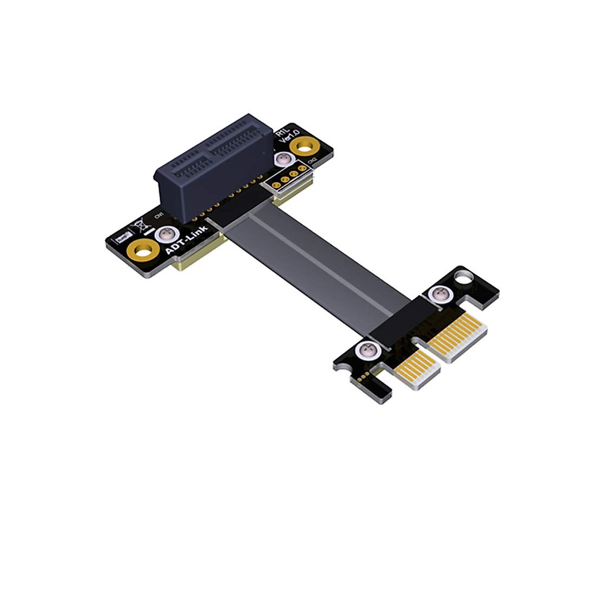 ADT-LINK 90 Degree Right Angle PCIe 3.0 x1 to x1 Extension Cable R11SL 8G/BPS High Speed PCI Express 1x Riser Card Extender Ribbon Cable (25CM)