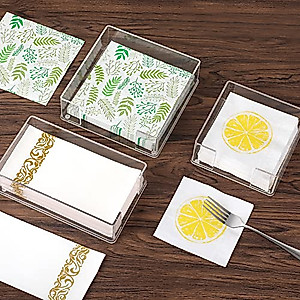 MaxGear Acrylic Cocktail Napkin Holder for Table, Clear Napkins Holder, Beverage Napkin Holders Modern Buffet Paper Napkin Caddy for Bar, Party, Dinner, Kitchen & Dining Room, 5.5 x 5.5 inches
