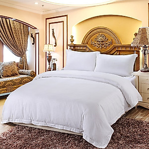 ITALIAN 1200 Thread Count Egyptian Cotton Duvet Cover Set , King, White