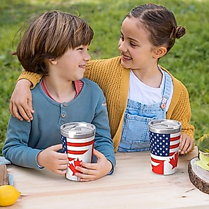 12oz Tumbler America Flag And Canada Canadian Flag Stainless Steel Cup With Straw And Lid Spill Proof Bulk Double Wall Vacuum Reusable Water Tumblers For Cold Hot Drink