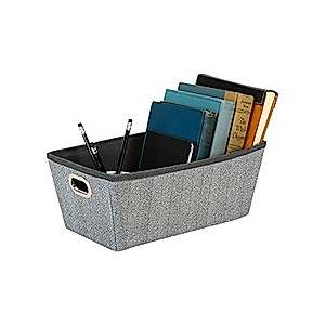Simplify Herringbone Grommet Tote Basket, Closet Storage, De-Clutter Home, Office, Good for Toys, Linens, Cleaning Products, Accessories & More, Small