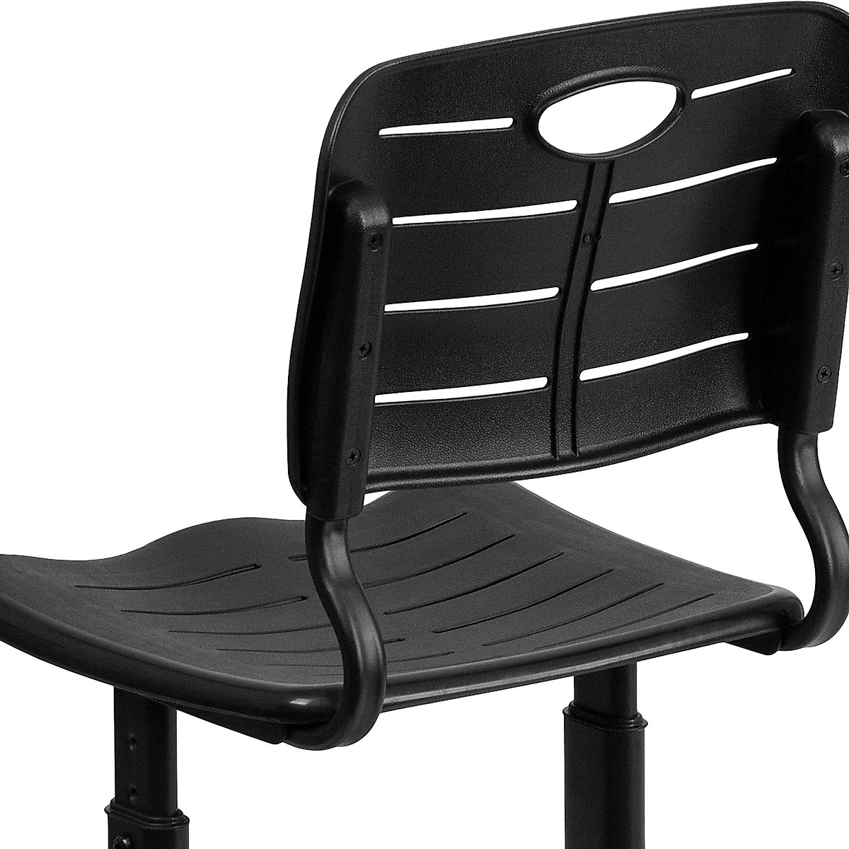 EMMA + OLIVER Adjustable Height Black Student Chair with Black Pedestal Frame