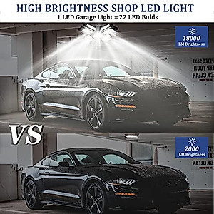 HBESTIE LED Garage Lights, 180W Deformable LED Shop Lights with 12 Adjustable Multi-Position Panels, 18000LM 6500K Warehouse LED Garage Ceiling Lights,E26 E27 Base Bay Light for Workshop,Barn,Yard