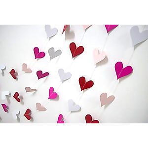 5 Pcs Heart Garland Banner, 100 Hearts Hanging Valentine's Day Decoration Garland for Anniversary Valentine's Day Wedding Birthday Party Decorations