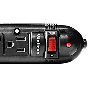 Weltron - 6 Outlet Surge Protector Power Strip 10 ft. Black (WSP-600PLF-10BK)