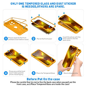 ORETECH for iPhone 13 Pro Max Case, with [2 x Screen Protectors] [15 Ft Military Grade Drop Test] [Camera Protection] 360° Shockproof Slim Thin Phone Case for iPhone 13 Pro Max Cover 6.7" - Yellow