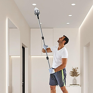 maytopia 12FT Light Bulb Changer for high Ceilings,Light Bulb Changer with Pole,High Reach Light Bulb Extension Pole Changer with Baskets and Suction Cup for Recessed Lights