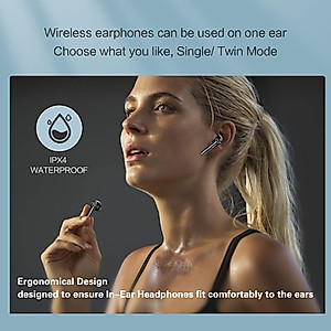 HEYKING Wireless Earbuds, Bluetooth 5.0 in Ear Headphones Wireless Charging Case TWS Earphones with Mic, Deep Bass/IPX4 Waterproof/42H Playtime/Touch Control,Black