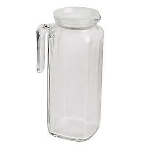 Bormioli Rocco Glass Frigoverre Jug With Airtight Lid (1 Liter): Clear Pitcher With Hermetic Sealing, Easy Pour Spout & Handle – For Water, Juice, Iced Coffee & Iced Tea
