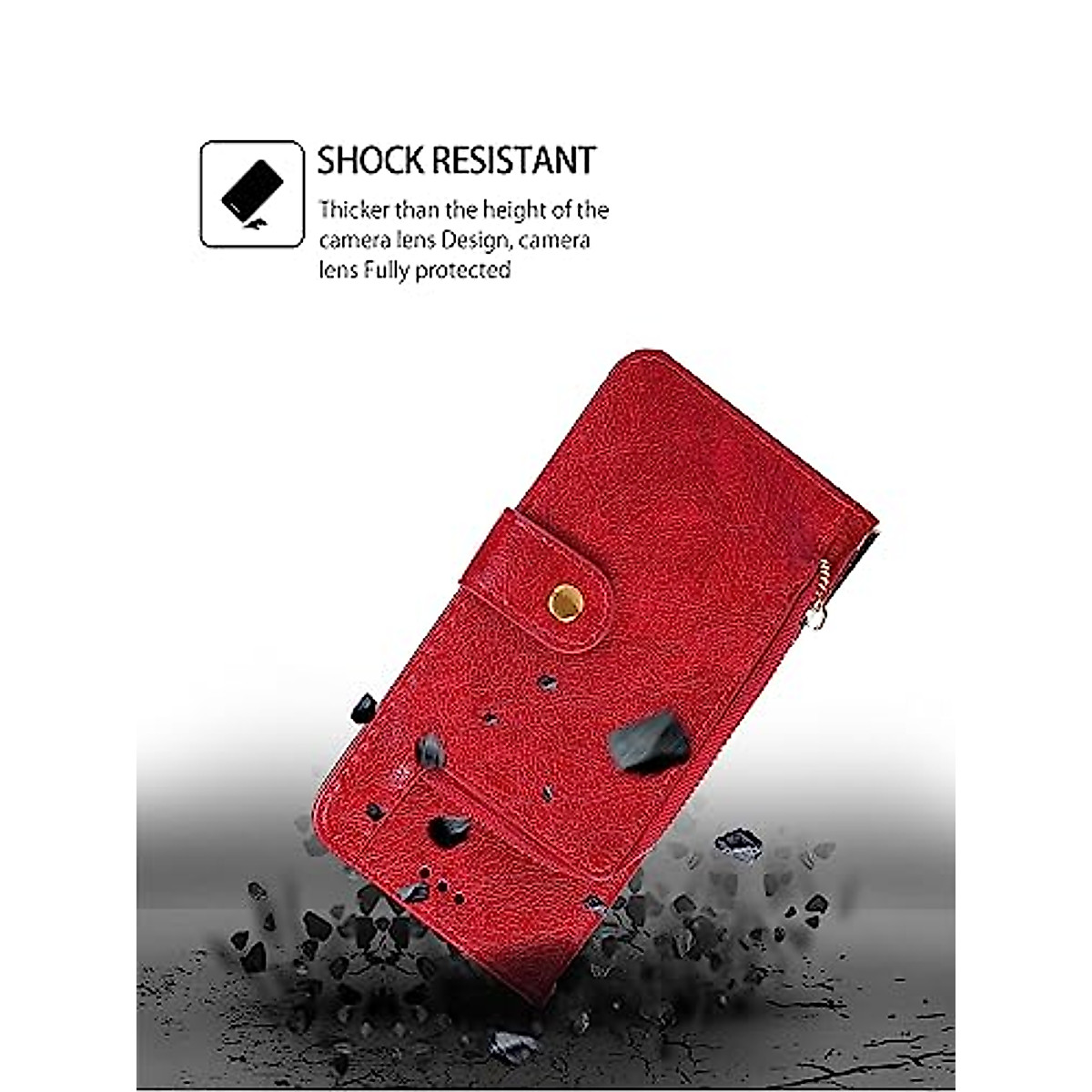 Arseaiy Case for VIVO V20 Flip Phone Case PU Leather Zipper Pocket Wallet Case Cover with Card Holder Kickstand Shell Red