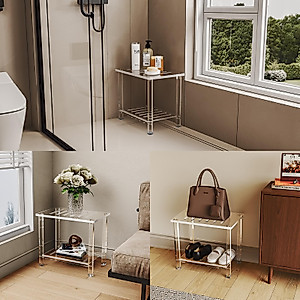 GOIOOIA Acrylic Shower Bench for Inside Shower 13.98" D X 21.26" W X 18.31" H, Heavy Duty (Hold Up to 300lbs) Bathroom Shower Stool with Storage Shelf, for Shaving Legs & Spa, Waterproof Non-Slip