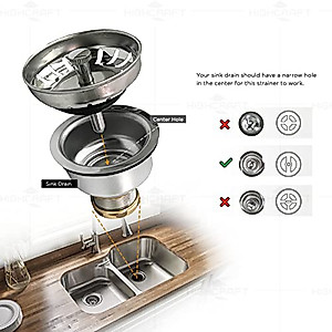 Highcraft 9754 Kitchen Sink (3-1/2 Inch) Stainless Steel Drain Assembly With Strainer Basket and Snaplock Stopper Long Extended Shank (3-3/4 Inch), 1 Count (Pack of 1)